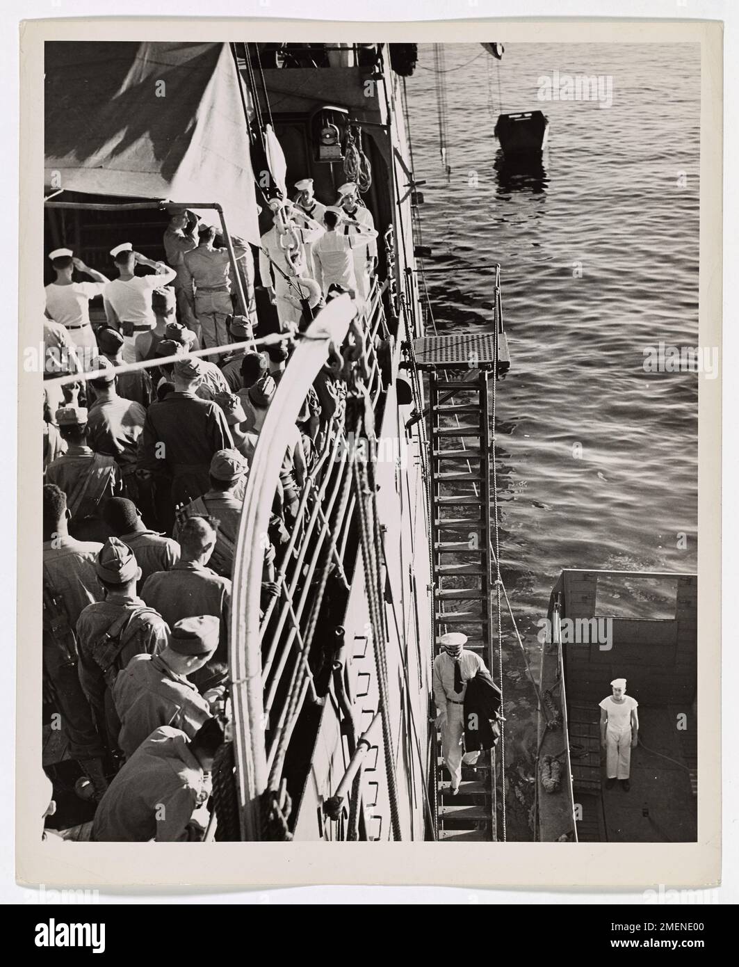 Captain Raymond J. Mauerman bids farewell to his ship, a Coast Guard ...