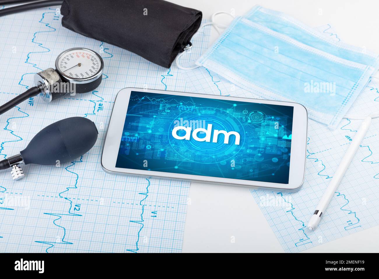 Close-up view of a tablet pc with medical abbreviation Stock Photo - Alamy
