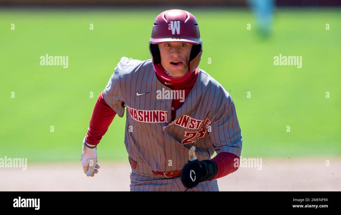 Washington St. infielder Kodie Kolden (23) runs during an NCAA baseball ...
