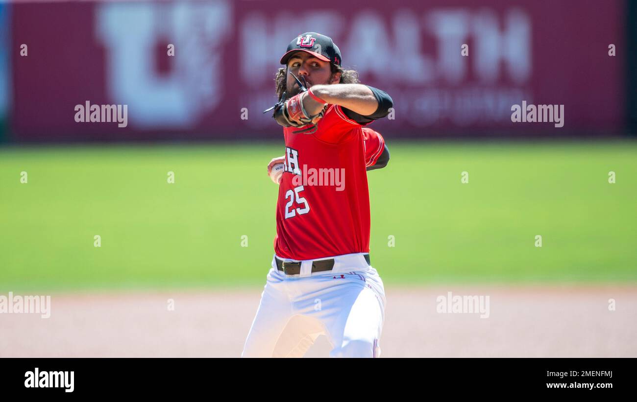 Utah pitcher David Watson (25) pitches during an NCAA baseball game on ...