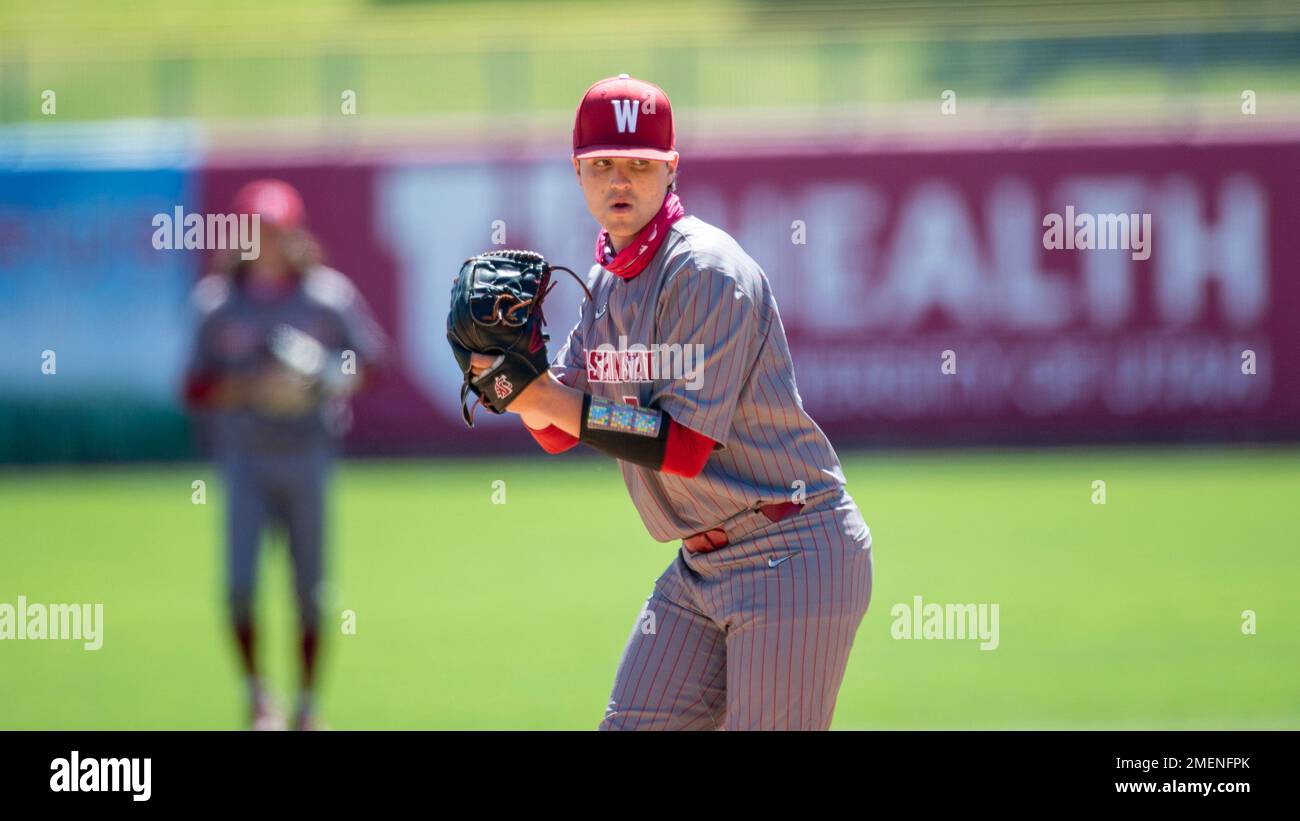 Washington St. pitcher Tyler Hoeft (54) pitches during an NCAA baseball ...