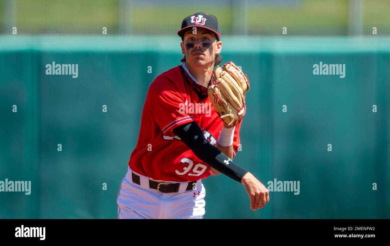 Utah infielder Gabe Singer (39) throws during an NCAA baseball game on ...