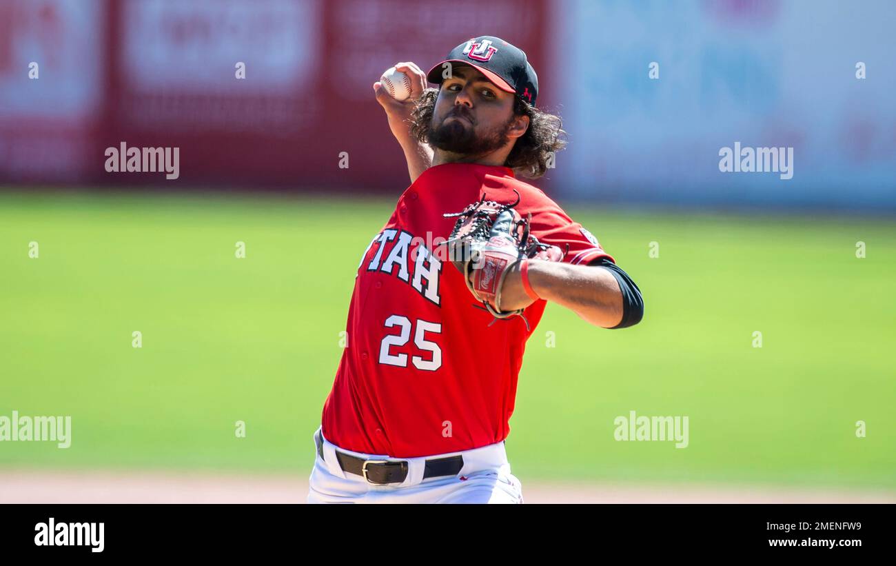 Utah pitcher David Watson (25) pitches during an NCAA baseball game on ...