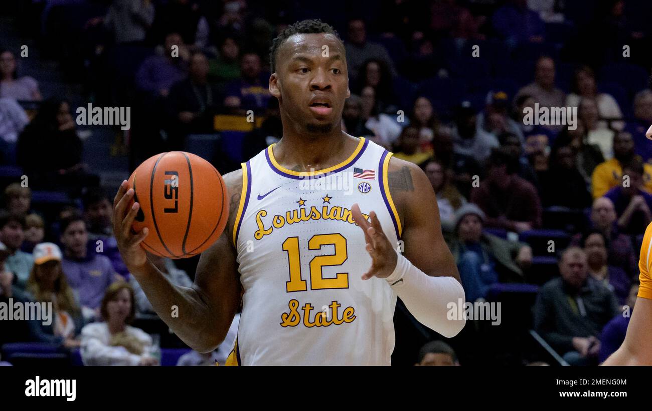 LSU forward KJ Williams (12) dribbles during the second half of an NCAA ...