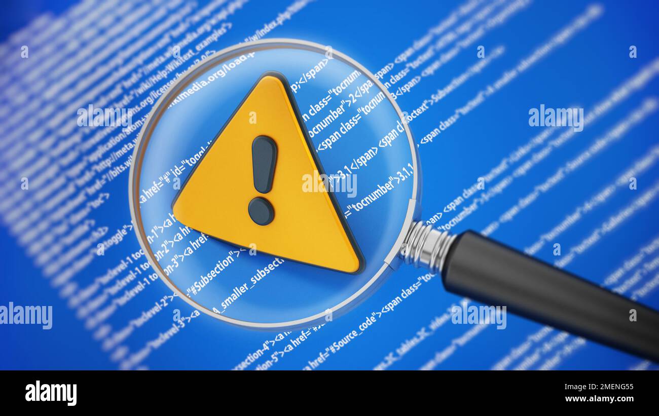 Error in computer software code. 3D illustration Stock Photo - Alamy