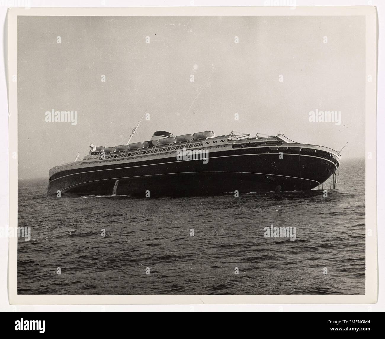 The Italian passenger liner SS Andrea Doria, after colliding with the ...