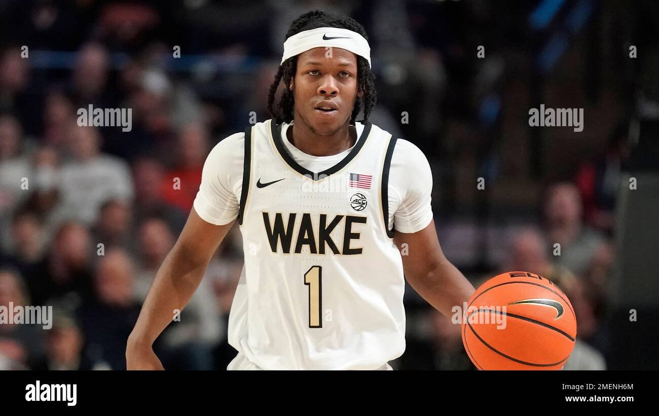 Wake Forest guard Tyree Appleby (1) brings the ball up court against ...