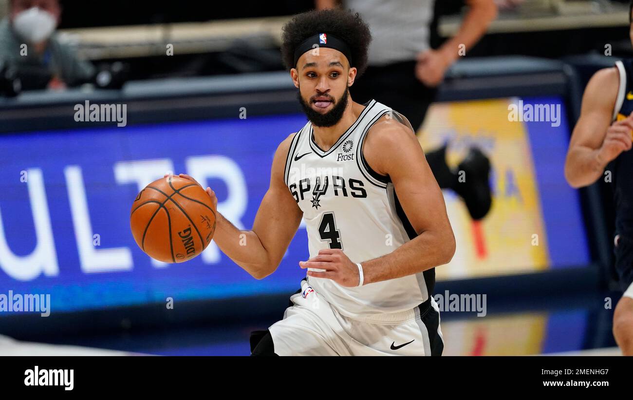 San Antonio Spurs guard Derrick White (4) in the first half of an NBA ...