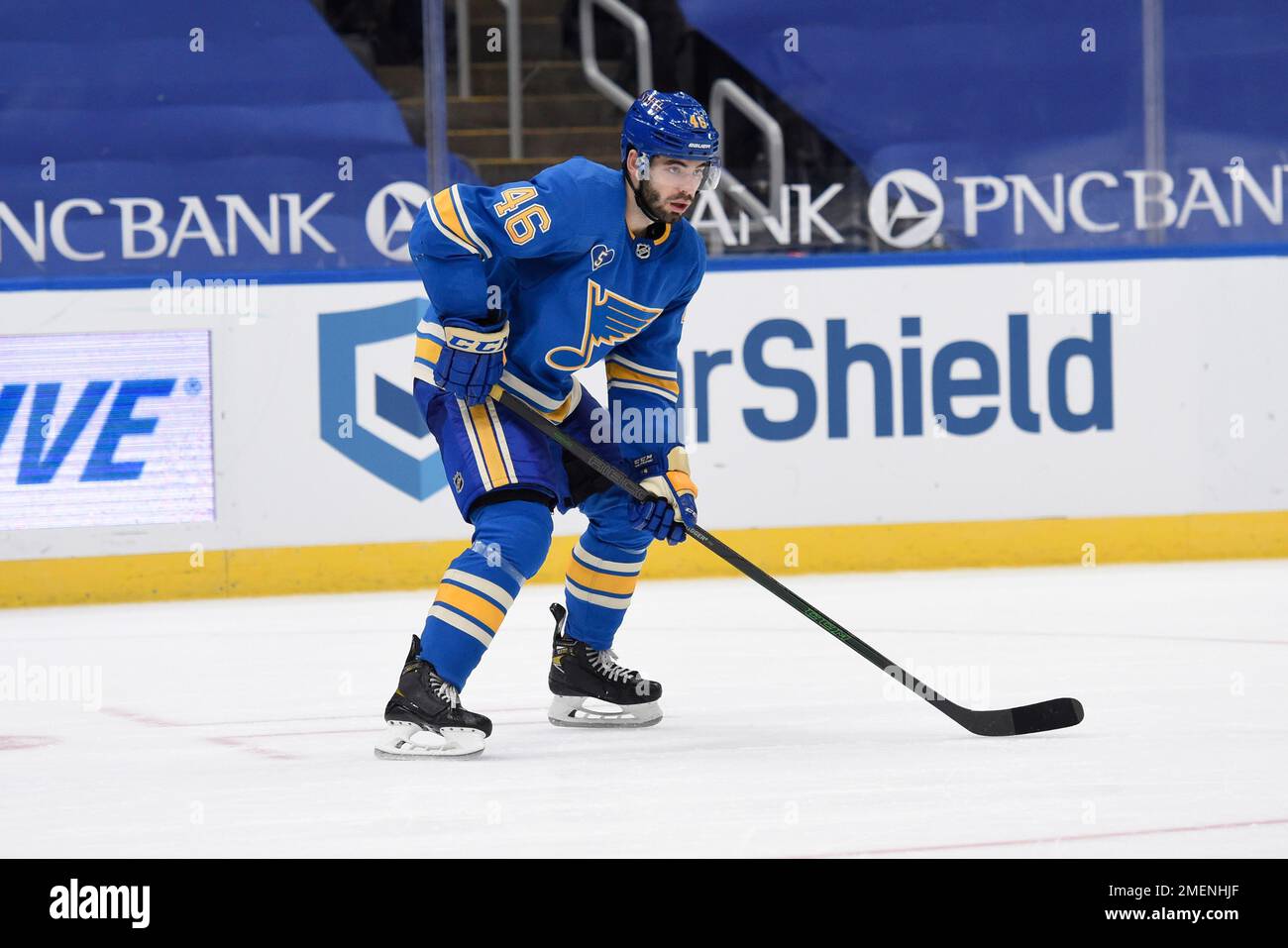 St. Louis Blues' Jake Walman (46) in action against the Minnesota Wild ...