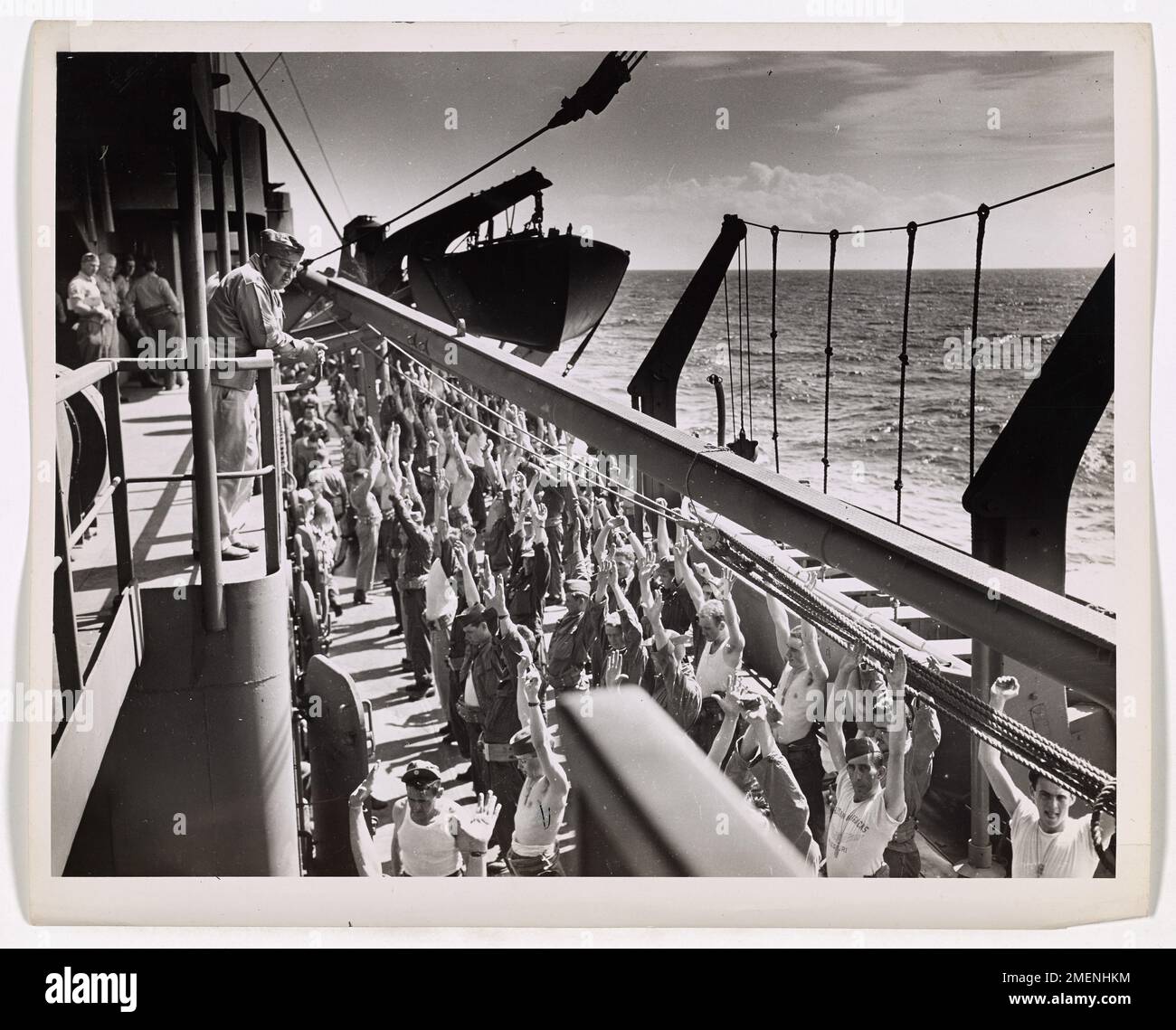 Soldiers aboard a Coast Guard-manned assault transport stay in peak ...