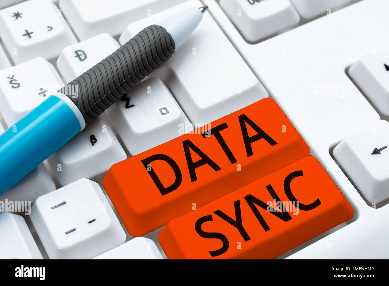 Sign displaying Data Sync. Word for data that is continuously generated by different sources ...