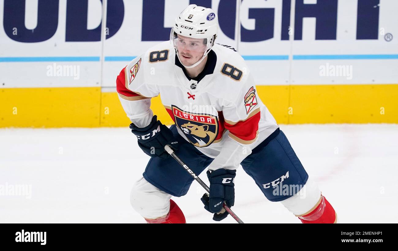 Florida Panthers defenseman Matt Kiersted handles the puck during an ...