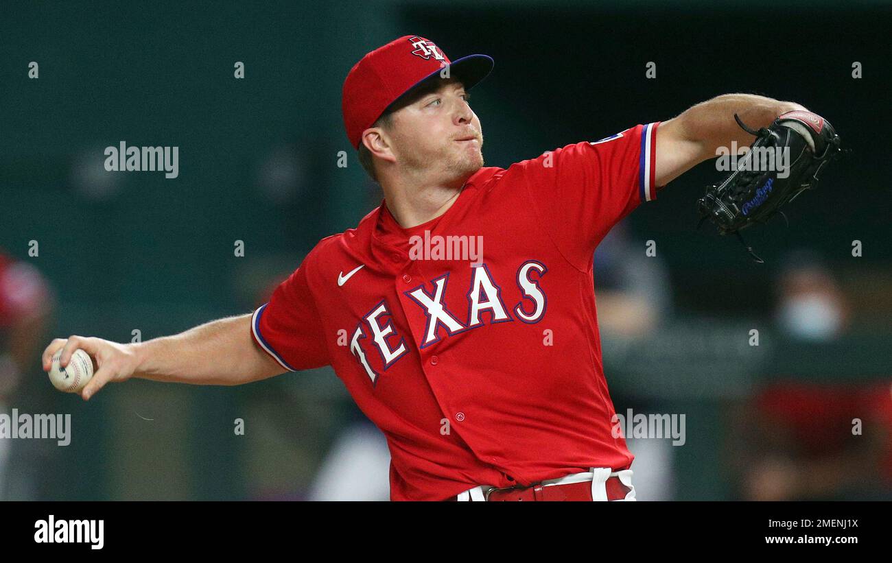 Texas Rangers relief pitcher Josh Sborz (66) works during a baseball ...