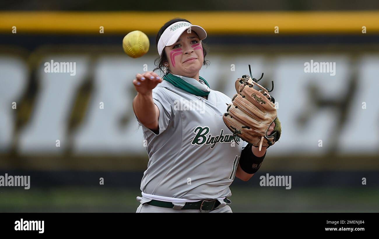 Binghamton's MaKayla Alvarez during an NCAA softball game on Saturday ...