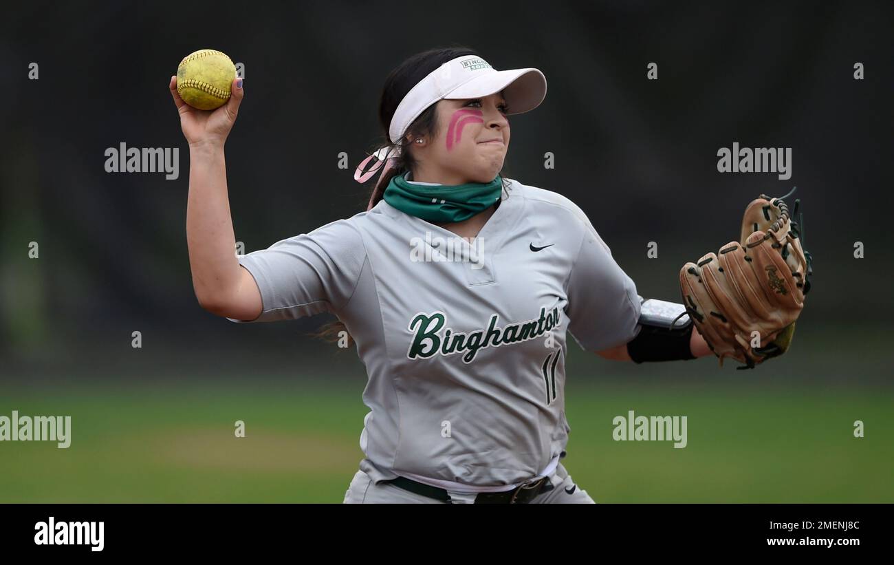 Binghamton's Makayla Alvarez during an NCAA softball game on Saturday ...