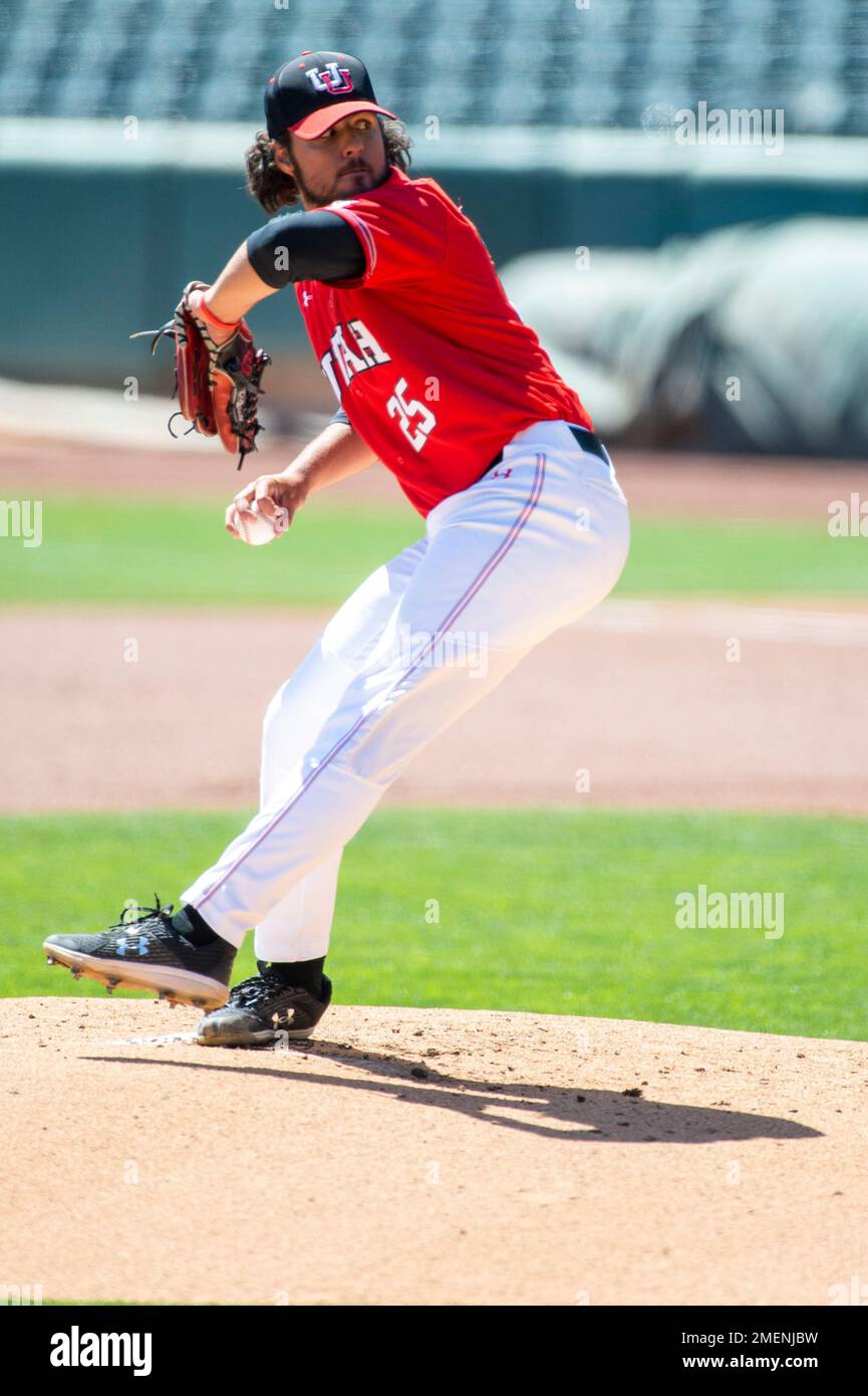 Utah pitcher David Watson (25) pitches during an NCAA baseball game on ...