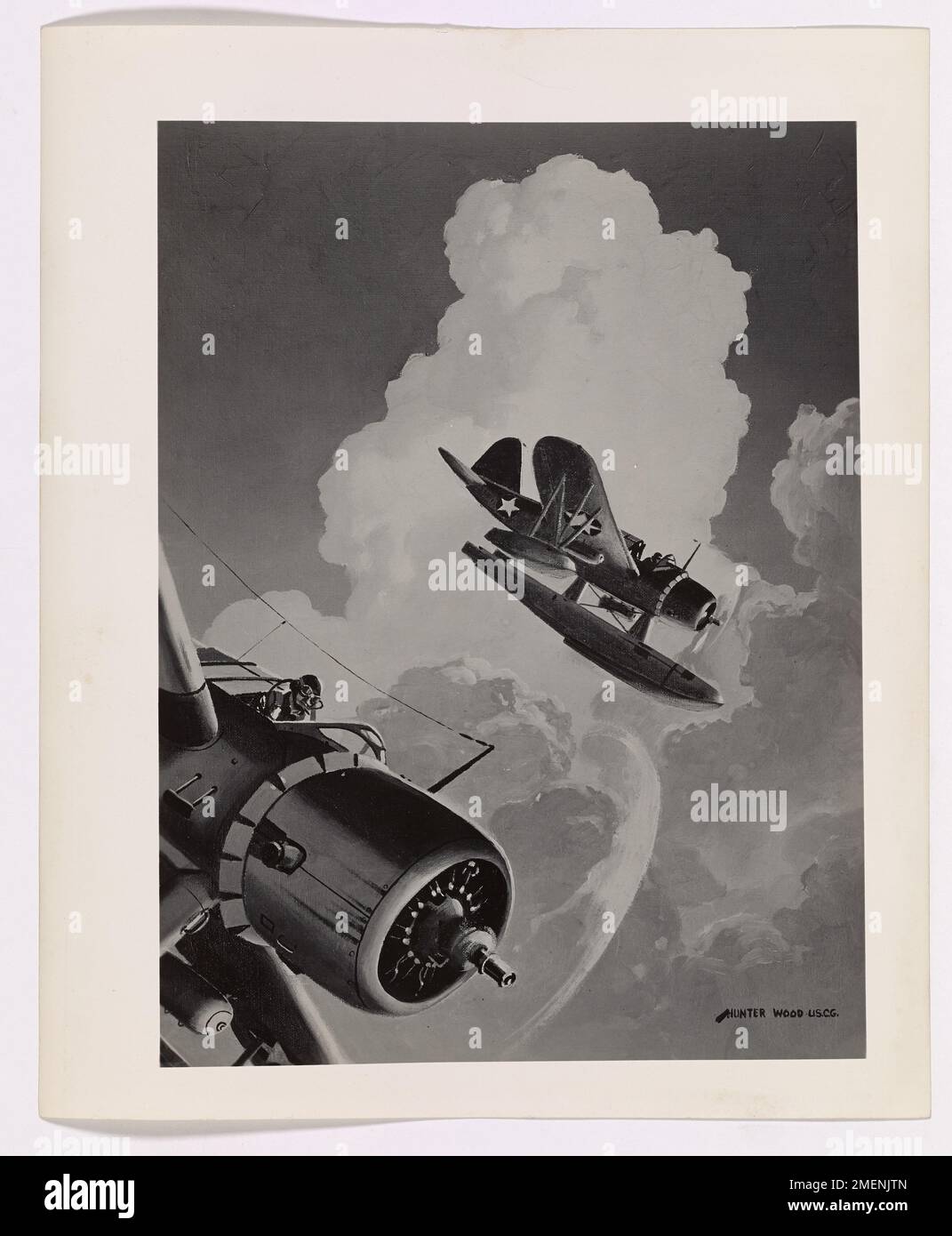 This artwork by Hunter Wood depicts Coast Guard Sea Birds diving to ...