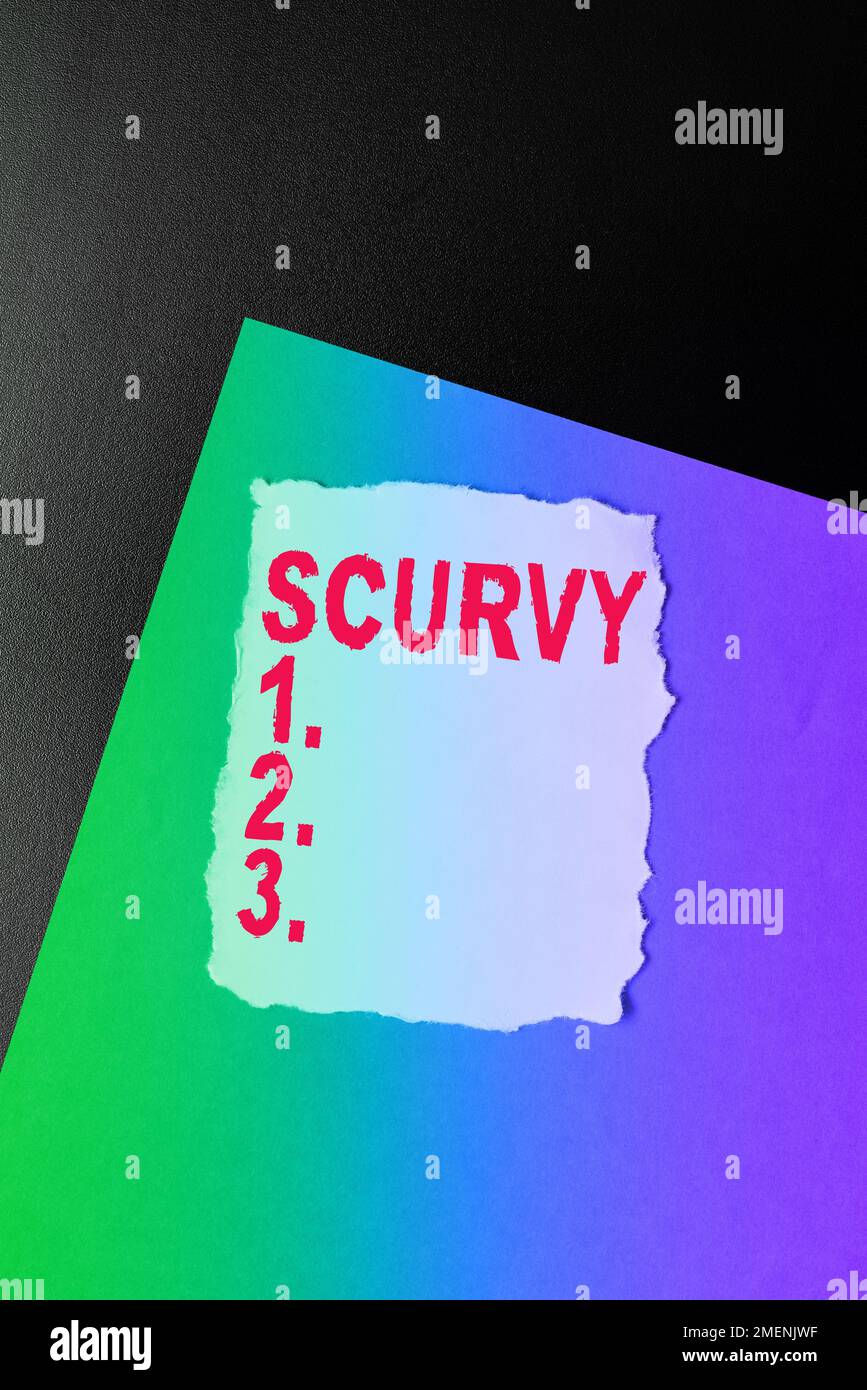 Text caption presenting Scurvy. Business approach disease caused by a ...