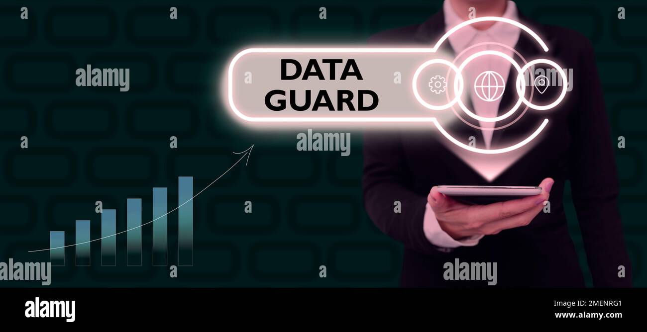 Writing displaying text Data Guard. Word Written on manage databases to ...