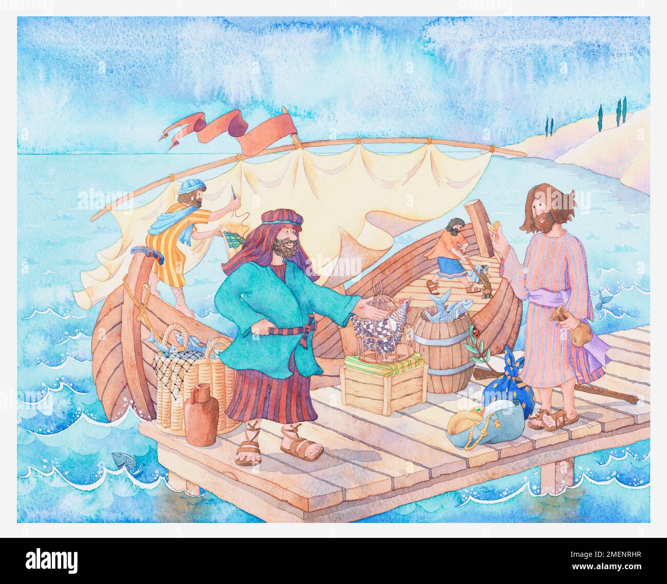 The Story of Jonah - Jonah boards a ship from Nineveh city Stock Photo ...