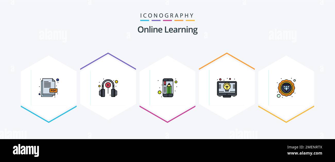 Online Learning 25 FilledLine icon pack including value. online study ...