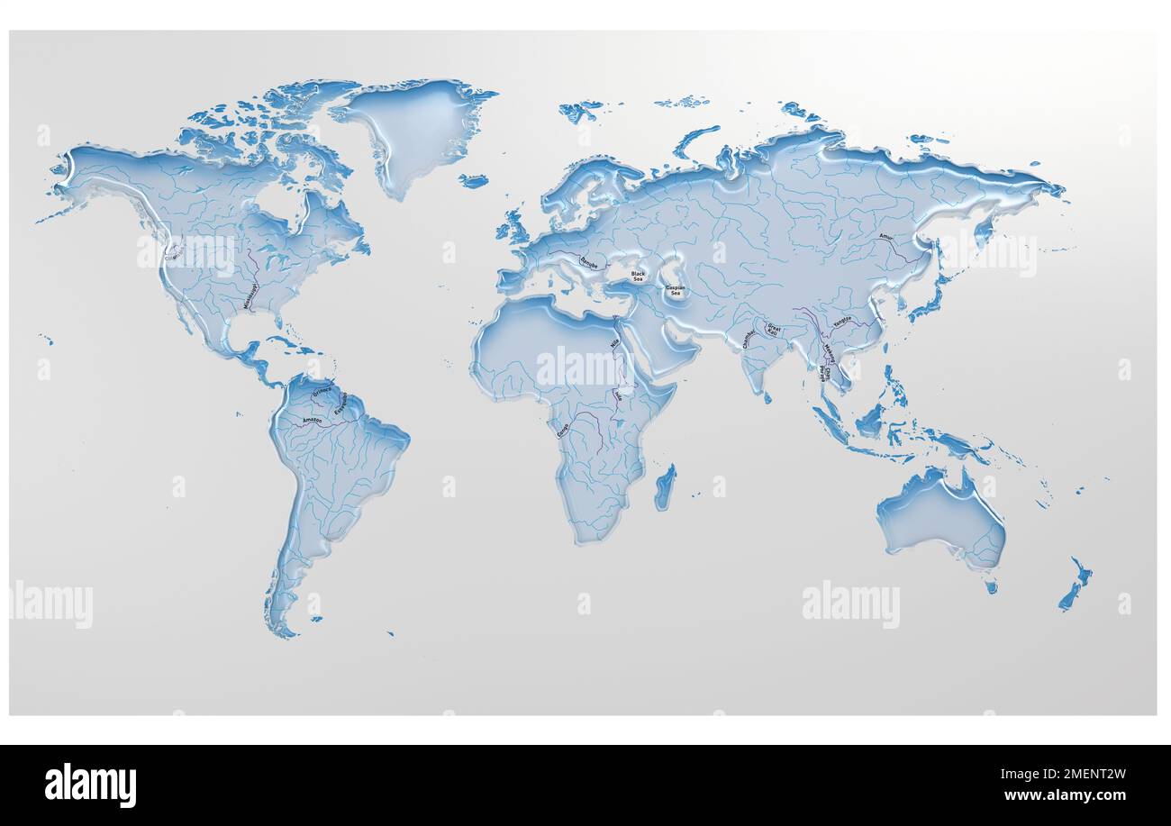 Map of rivers around the world Stock Photo - Alamy