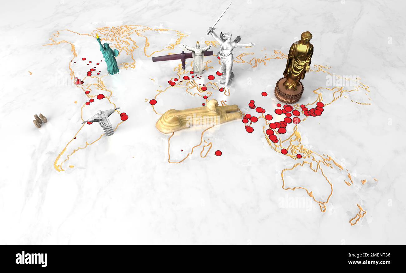 Map of grand statues around the world Stock Photo - Alamy