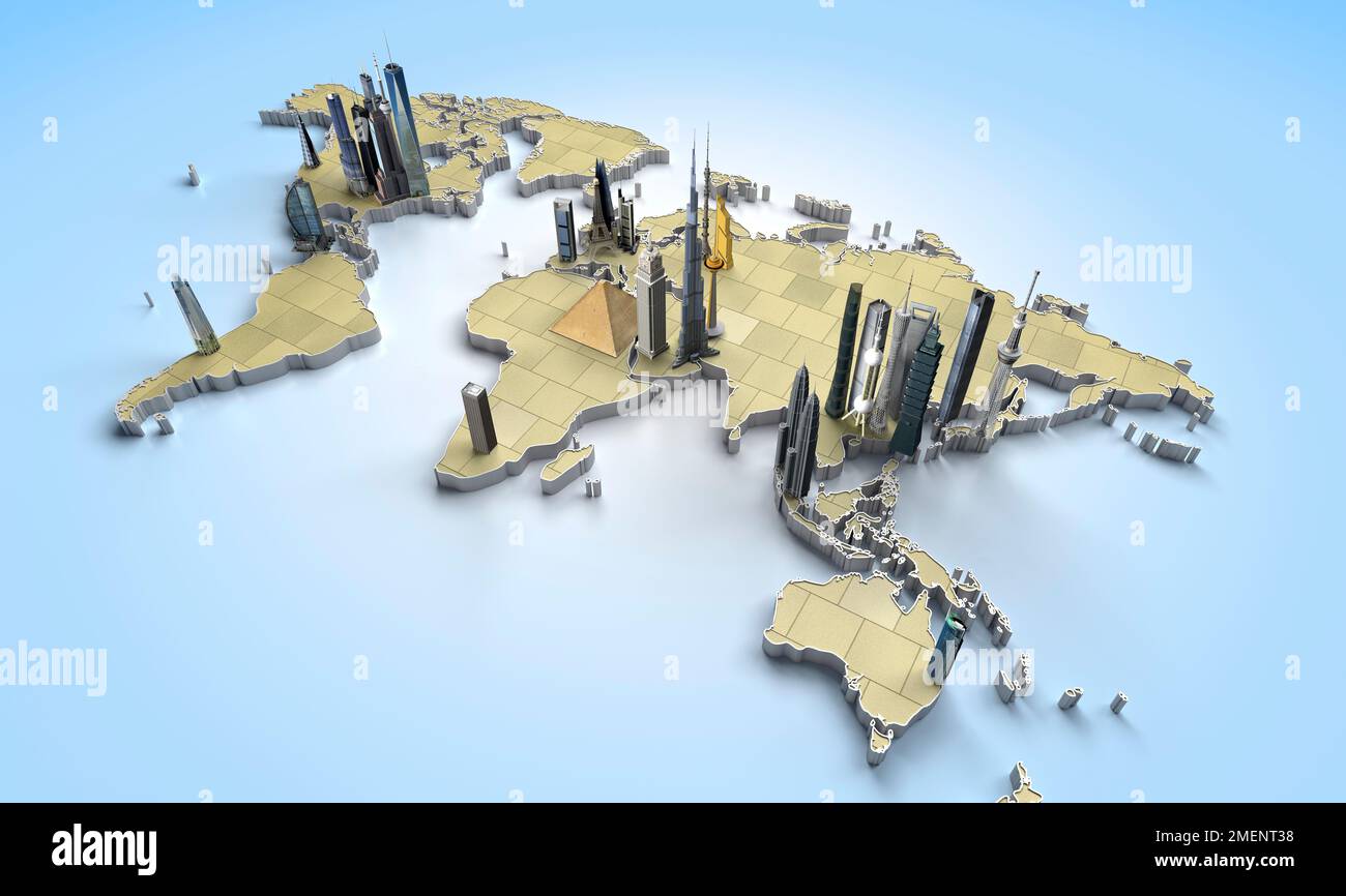 Map of tall buildings around the world Stock Photo - Alamy
