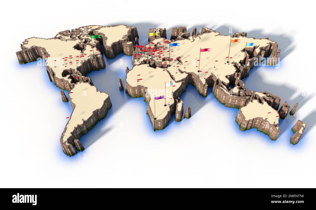 Map of castles and forts around the world Stock Photo - Alamy