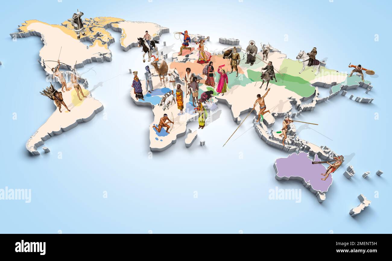 Map of nomadic tribes around the world Stock Photo - Alamy