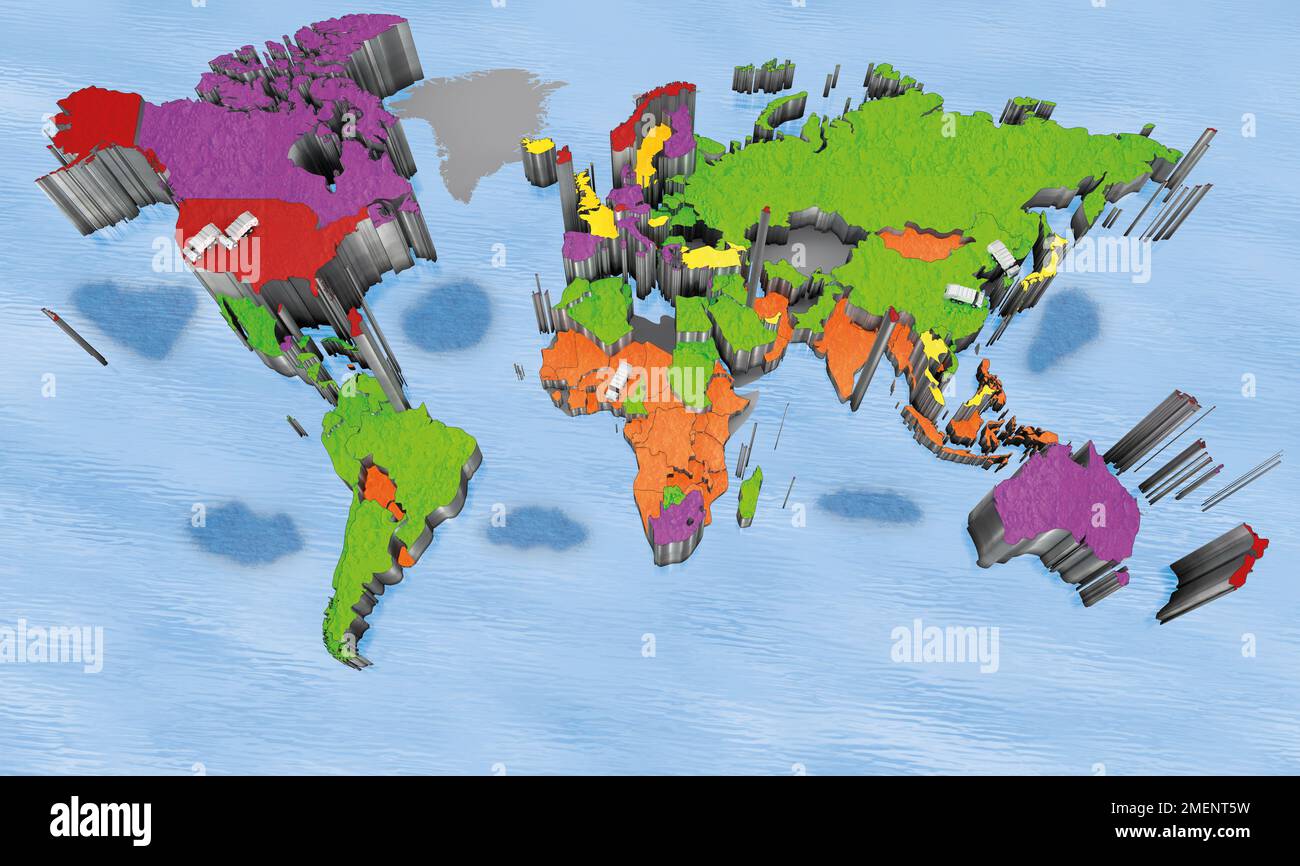Map of quantities of waste produced around the world Stock Photo - Alamy