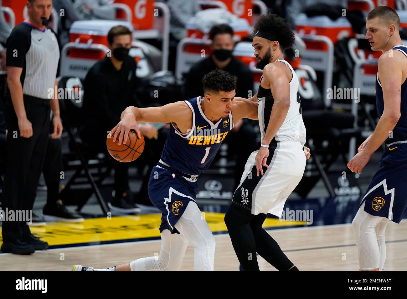Denver Nuggets forward Michael Porter Jr. (1) and San Antonio Spurs ...