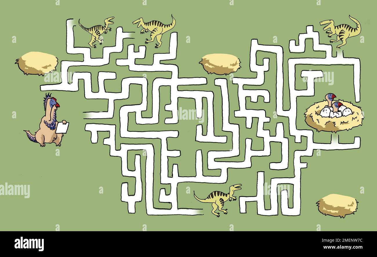 Baby dinosaur maze Stock Photo - Alamy