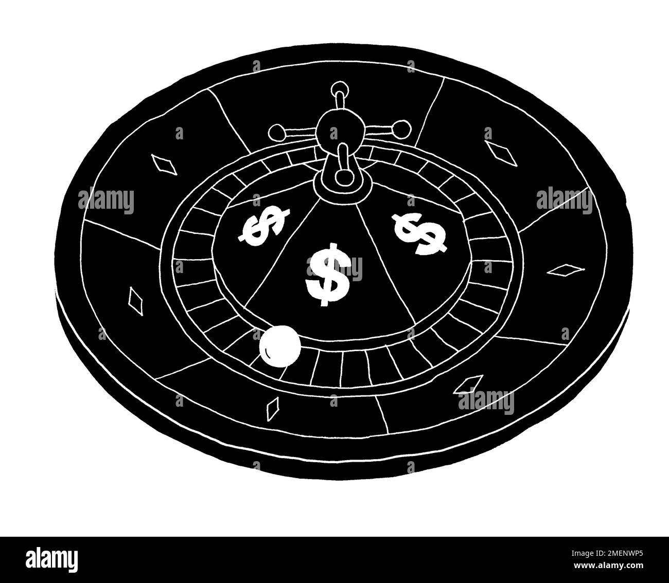 Black and white illustration of roulette wheel Stock Photo - Alamy