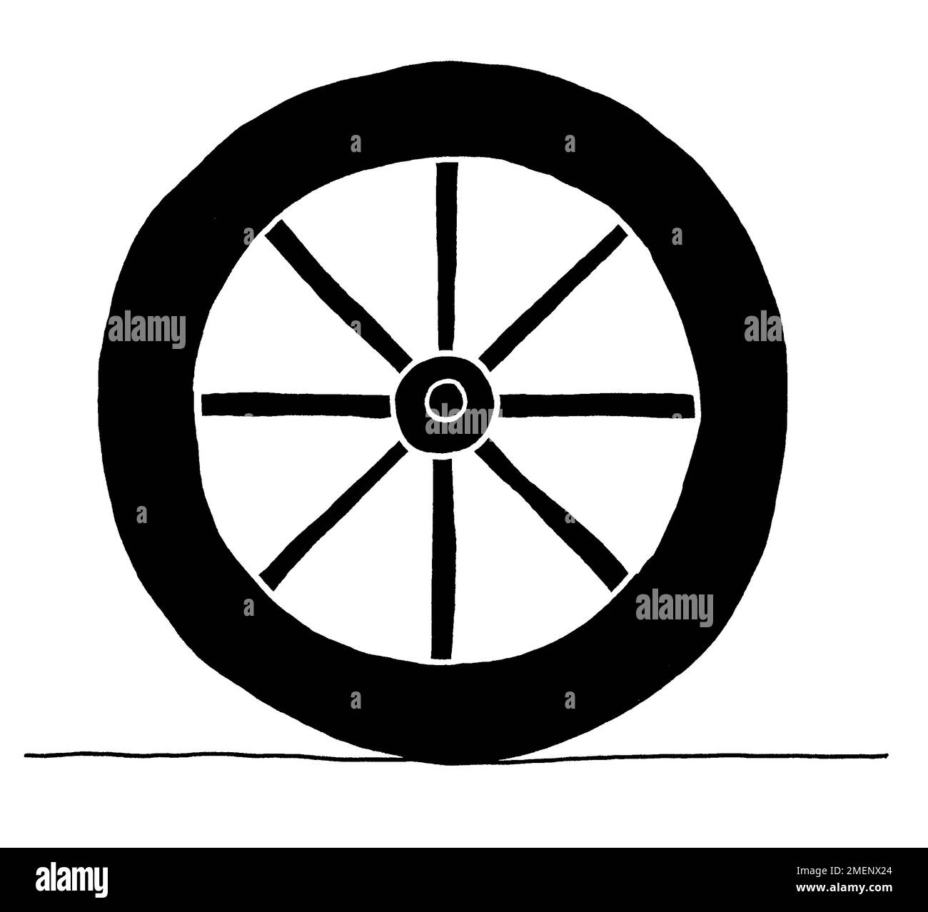 Black and white illustration of a single wheel Stock Photo - Alamy
