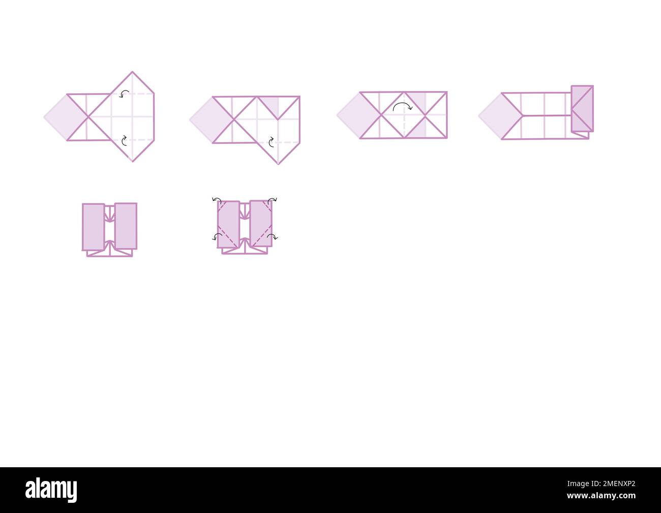 Papercraft. Illustrated steps for origami heart box, set 2 of 2 Stock ...