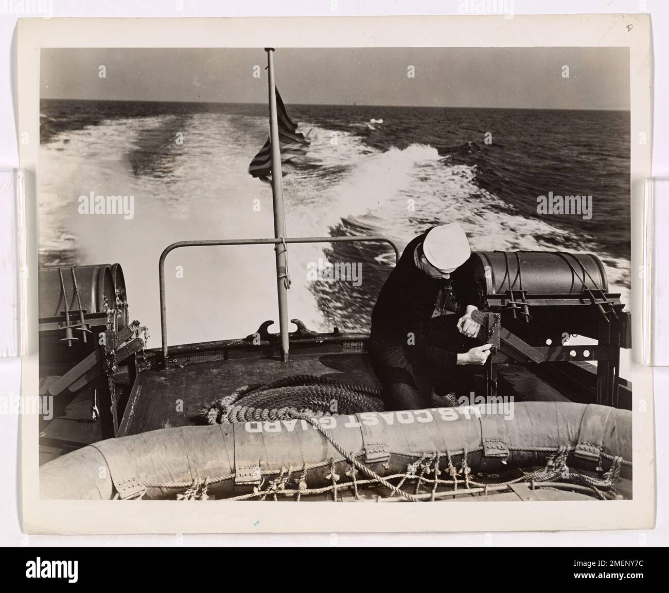 A Coast Guard vessel patrols the waters during convoy duty, ensuring ...