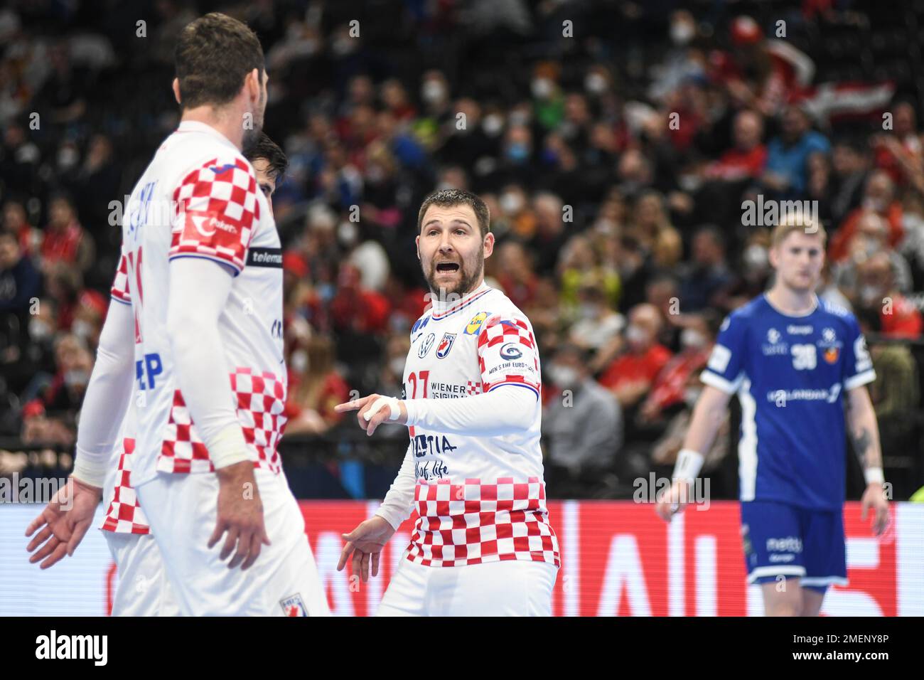 Ivan Cupic (Croatia) against Iceland. EHF Euro 2022. Main Round Stock ...