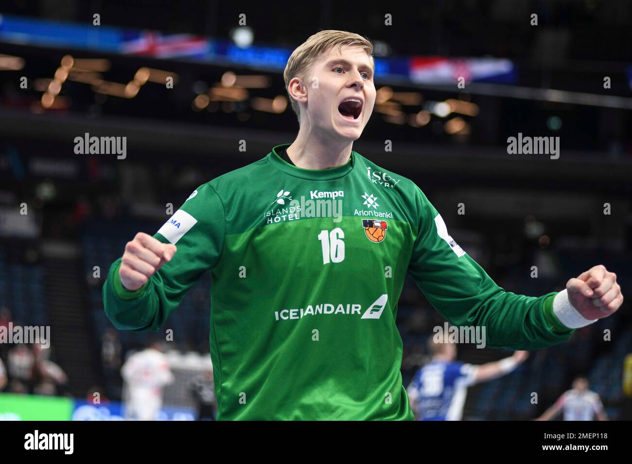 Viktor Hallgrimsson (Iceland). EHF Euro 2022. Main Round Stock Photo ...
