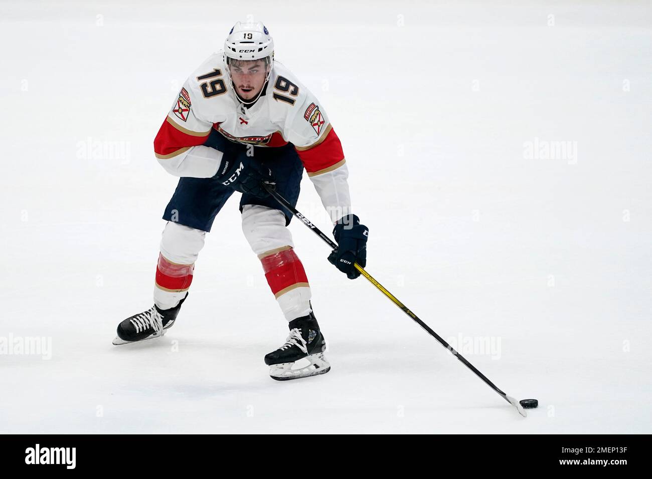 Florida Panthers left wing Mason Marchment (19) controls the puck ...