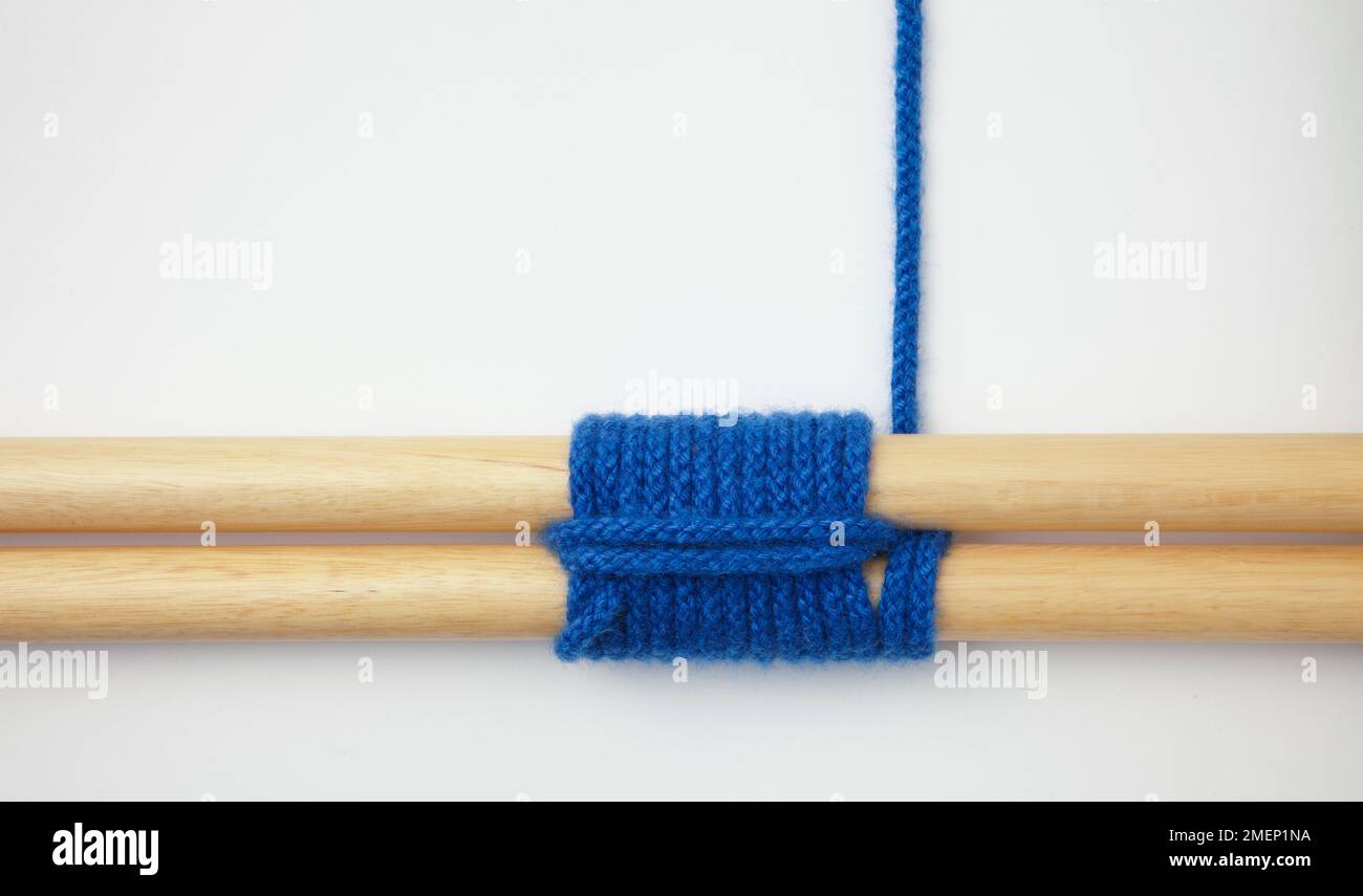 Sheer Lashing, lashing between two wooden poles using blue rope Stock ...