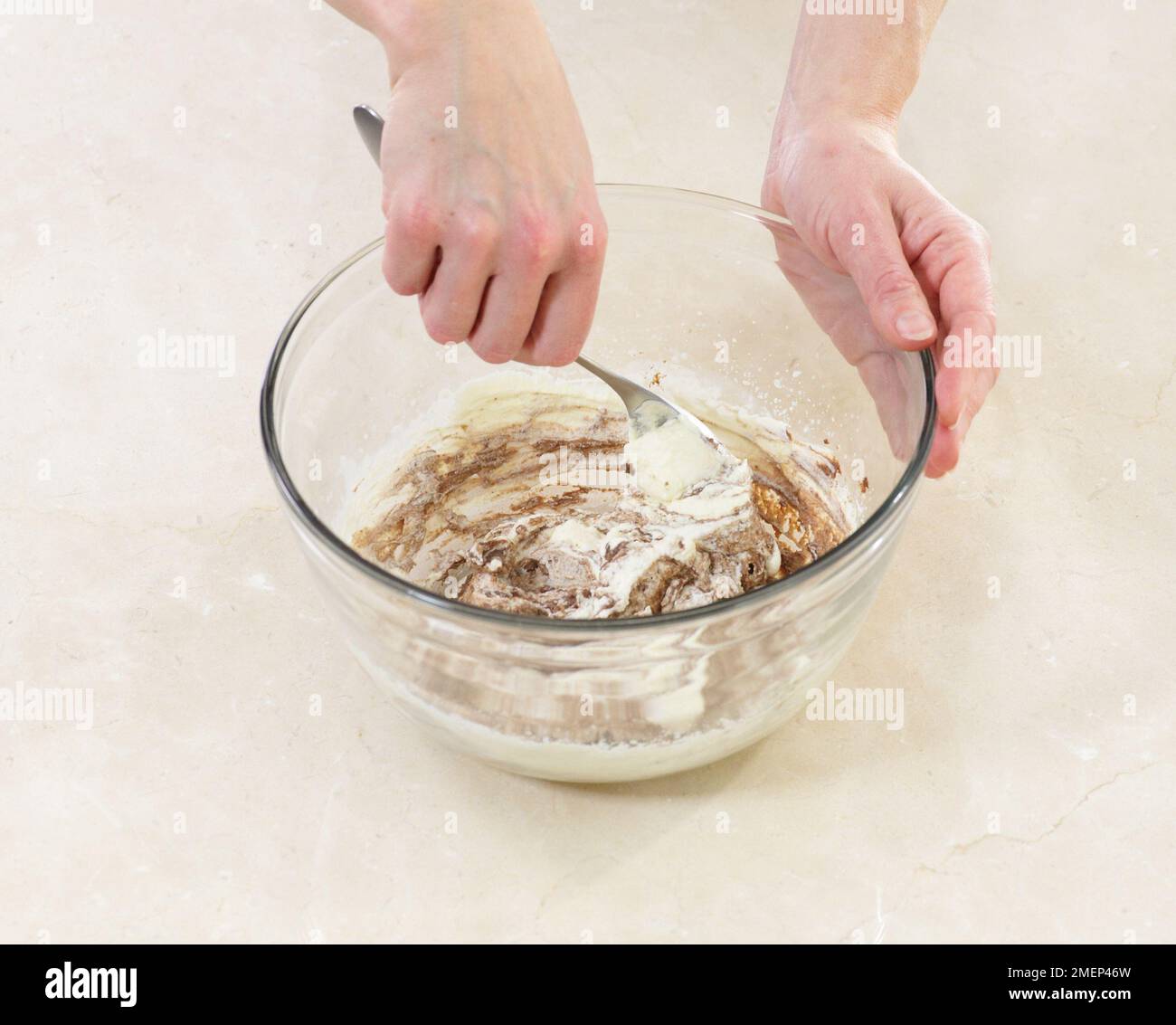 Making Chocolate Chestnut Roulade, folding chocolate and chestnut ...