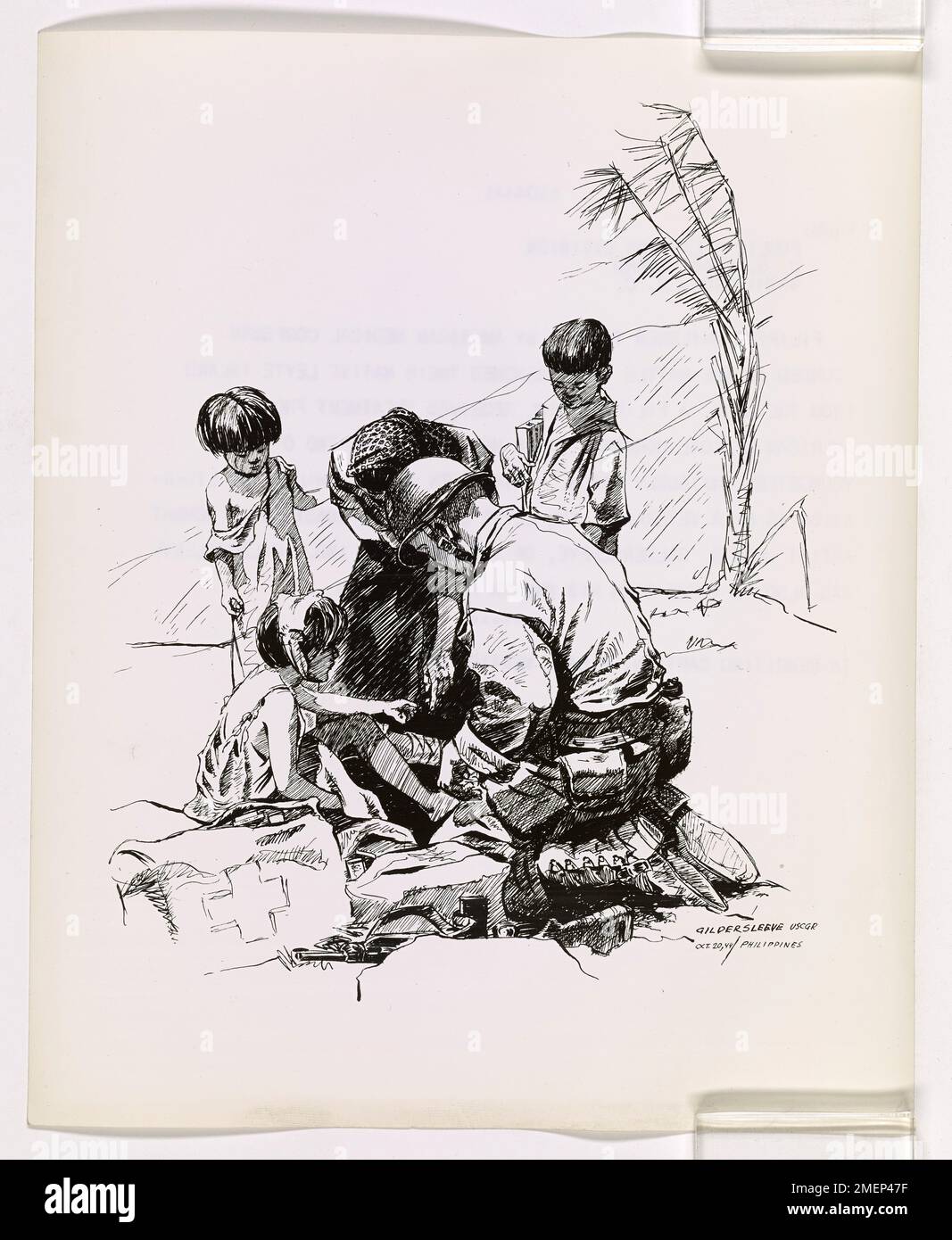 This artwork by Coast Guard Combat Artist Jack B. Gildersleeve depicts ...