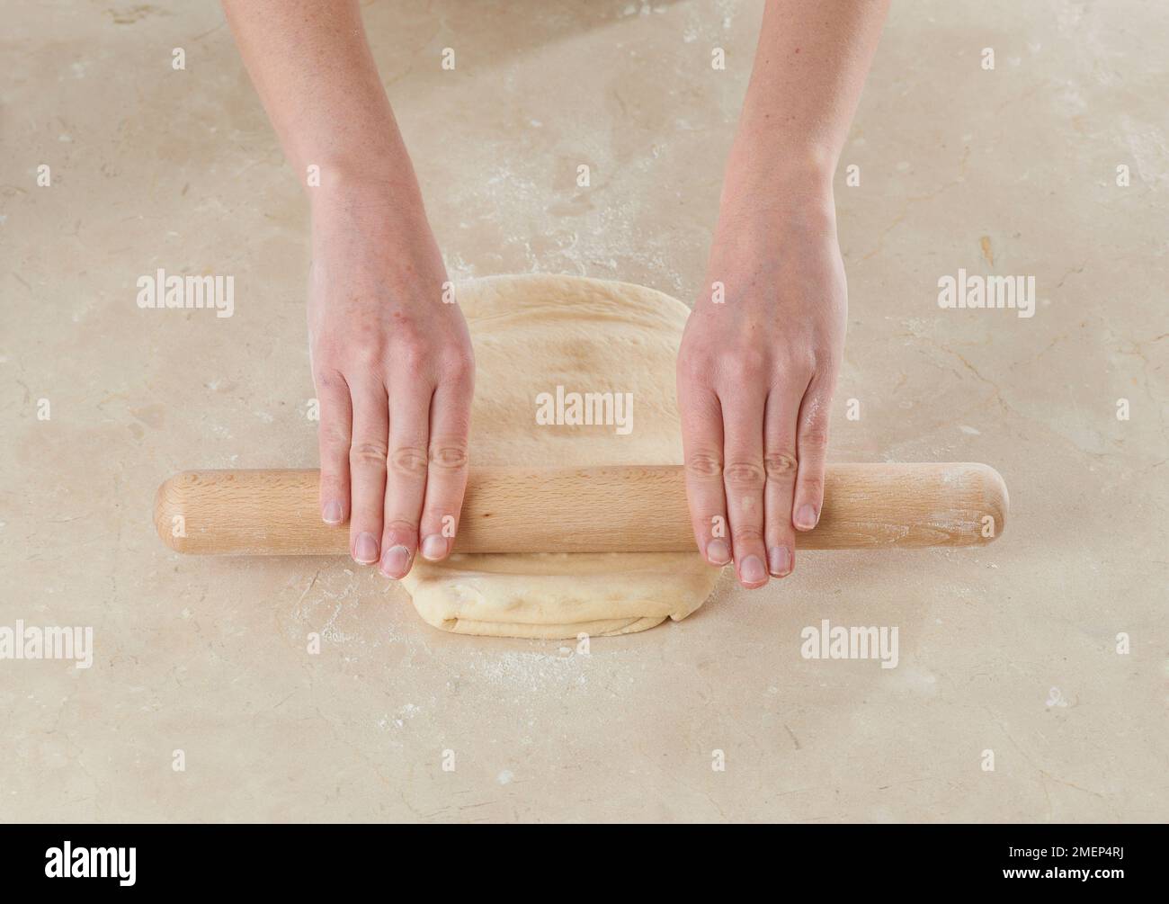 Croissants Rolling Out Dough Stock Photo Alamy