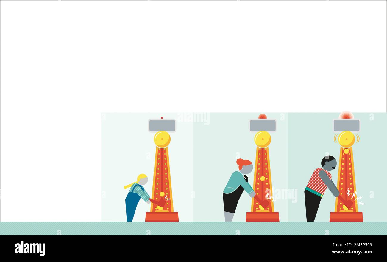 Illustration showing different people testing their strength Stock ...