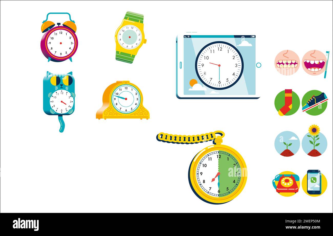 What's on a Clock - Spread artwork for How to Tell the Time Stock Photo ...