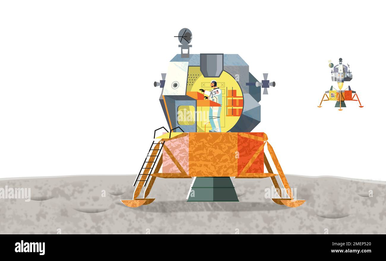 Lunar lander illustration Stock Photo - Alamy