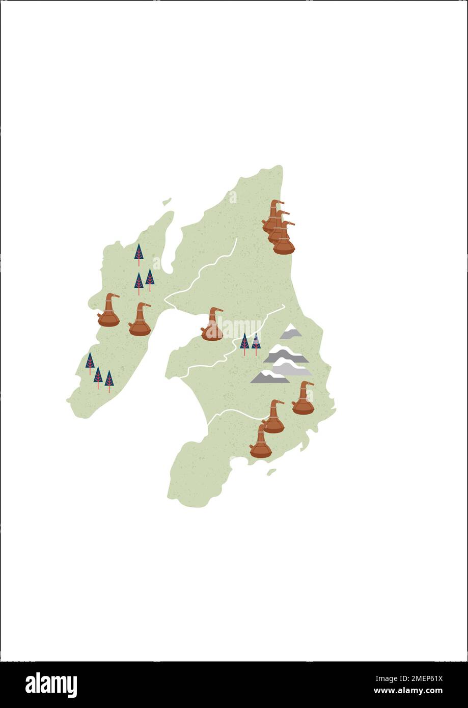 Islay whisky distillery map Stock Photo - Alamy