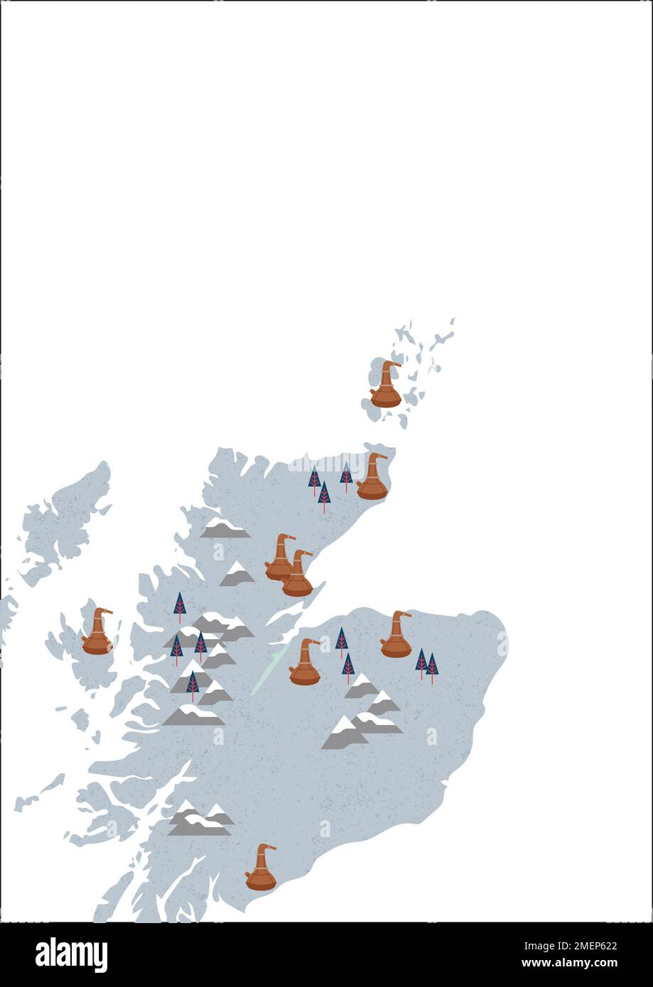 Highlands whisky distillery map Stock Photo - Alamy