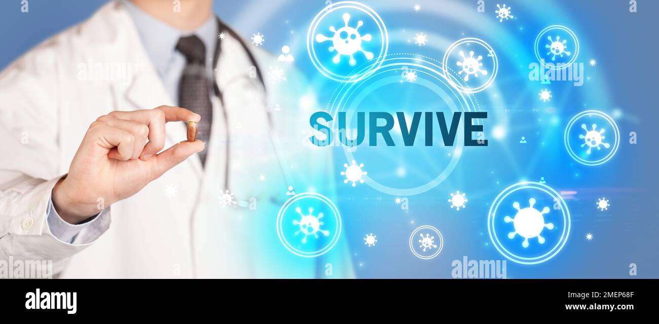 Doctor giving pill, virus concept Stock Photo - Alamy